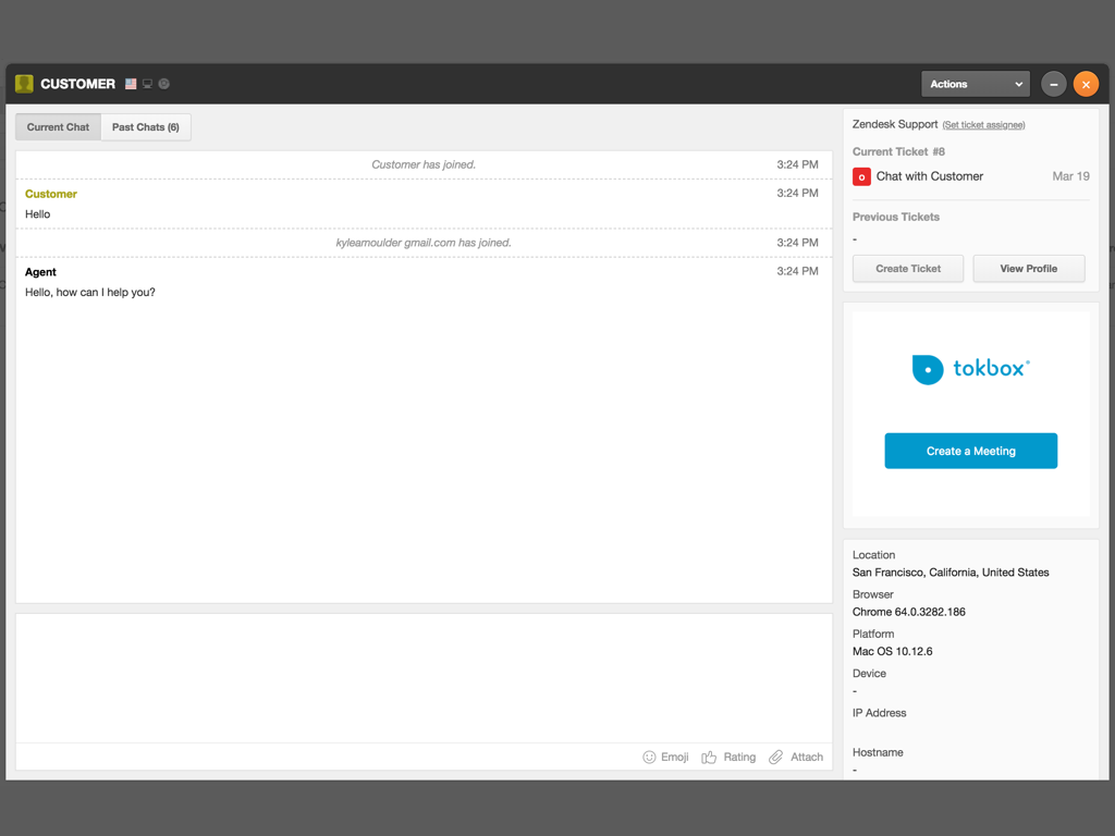 TokBox App Integration with Zendesk Chat
