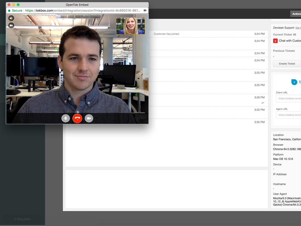 TokBox App Integration with Zendesk Chat