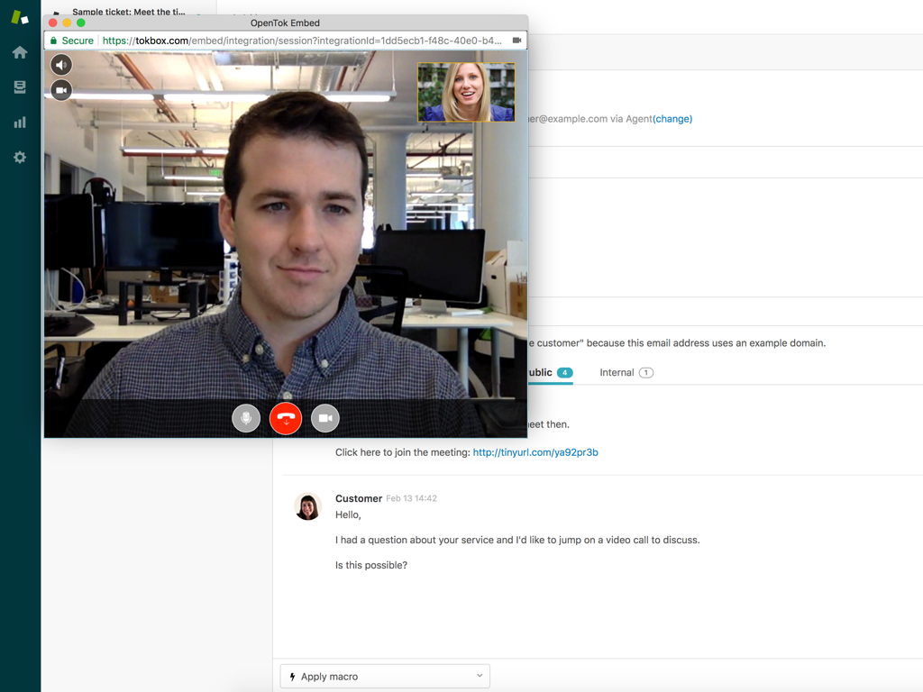 TokBox App Integration with Zendesk Support